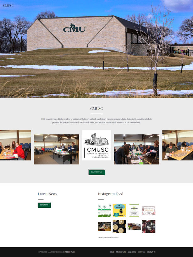 CMU Student Council website design in Winnipeg